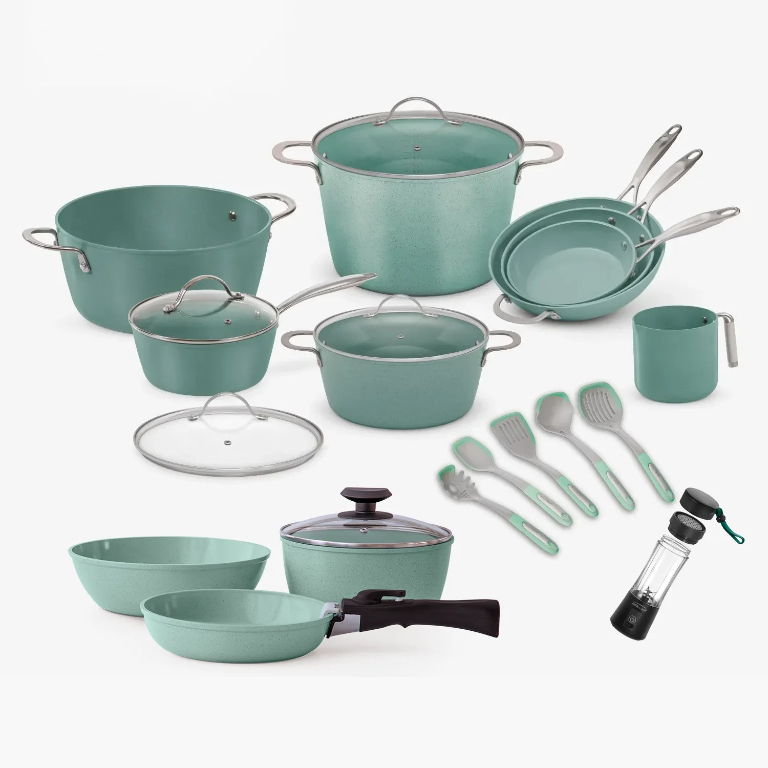 Batería Jade Chef 17 Piezas + Jade Smart 5 Piezas + Licuadora Portátil ...